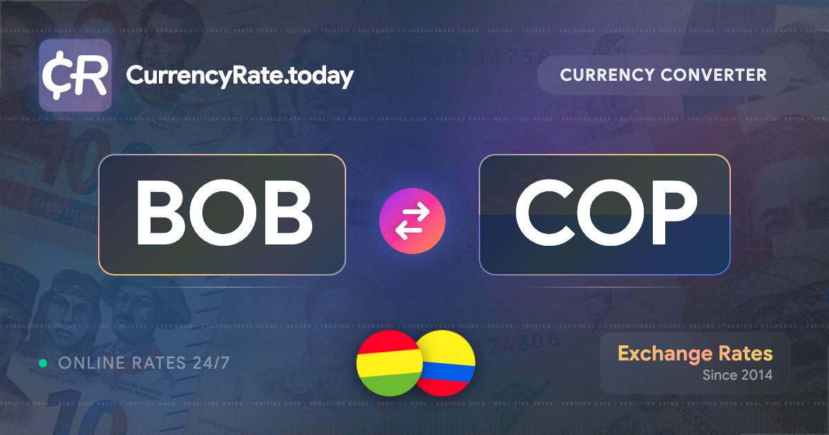 Live Boliviano to Colombian Pesos Exchange Rate - Bs. 1 BOB/COP Today