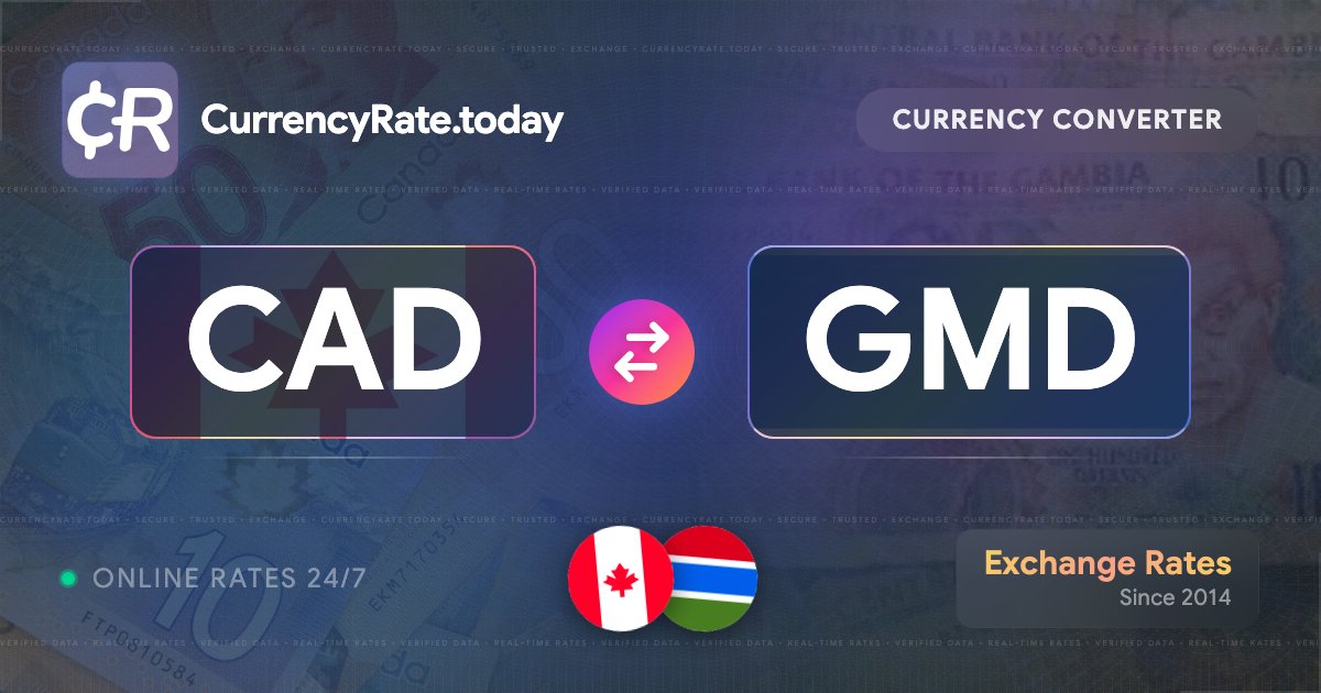 Live Canadian Dollar to Dalasi Exchange Rate - $ 1 CAD/GMD Today