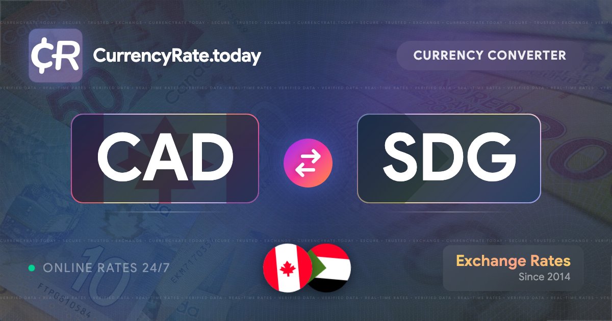 Live Canadian Dollar to Sudanese Pounds Exchange Rate - $ 1 CAD/SDG Today