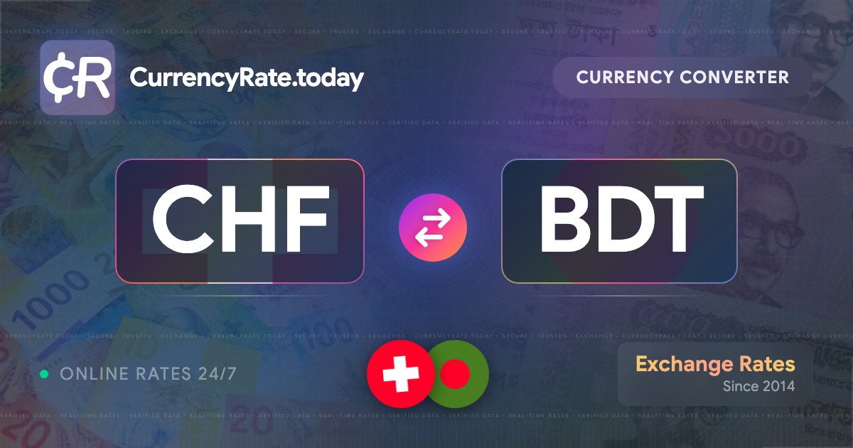 Live Swiss Franc to Taka Exchange Rate - ₣ 1 CHF/BDT Today