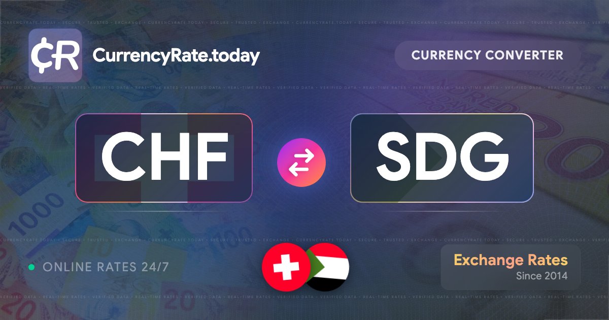 Live Swiss Franc to Sudanese Pounds Exchange Rate - ₣ 1 CHF/SDG Today