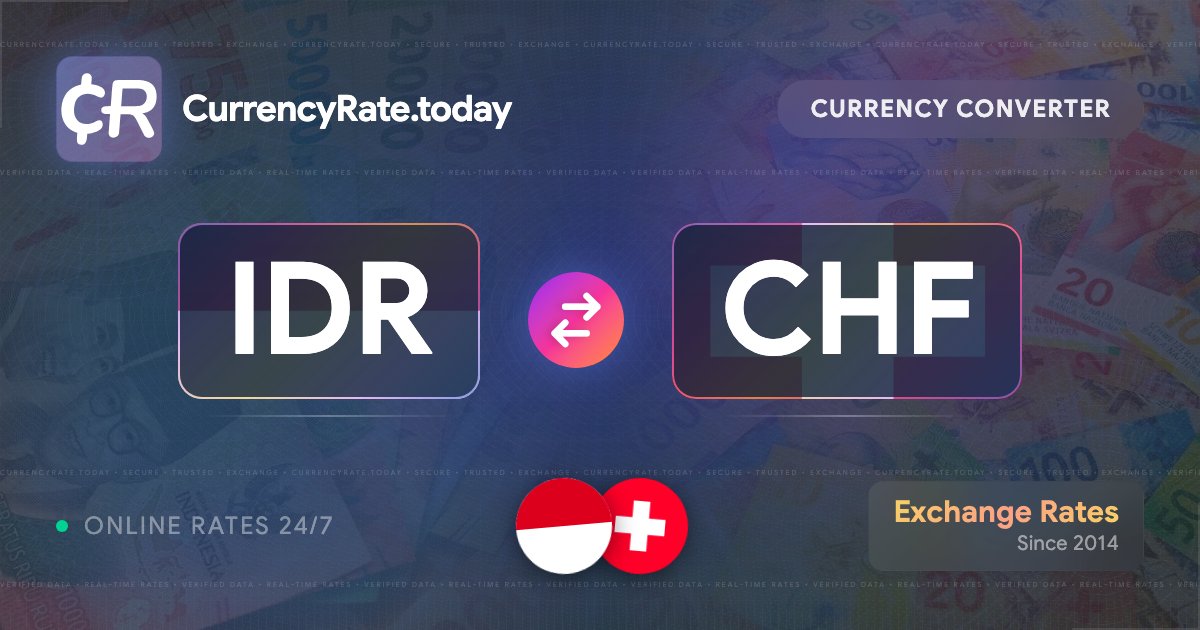 Live Rupiah to Swiss Francs Exchange Rate - Rp 1 IDR/CHF Today