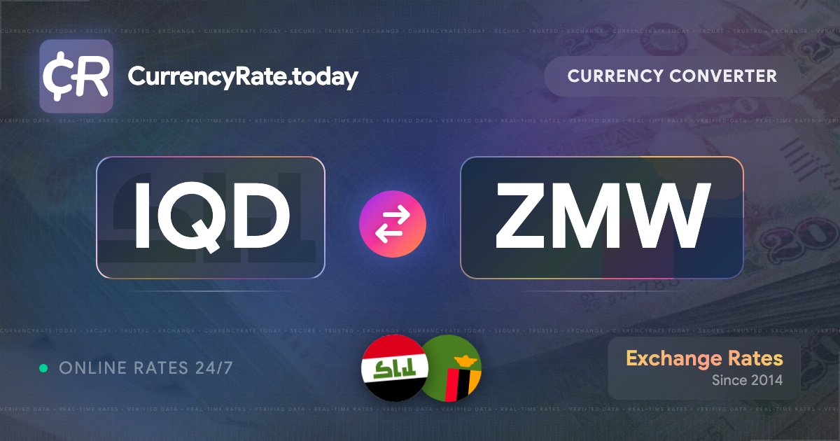 Live Iraqi Dinar to Kwacha Exchange Rate - ع.د 1 IQD/ZMW Today