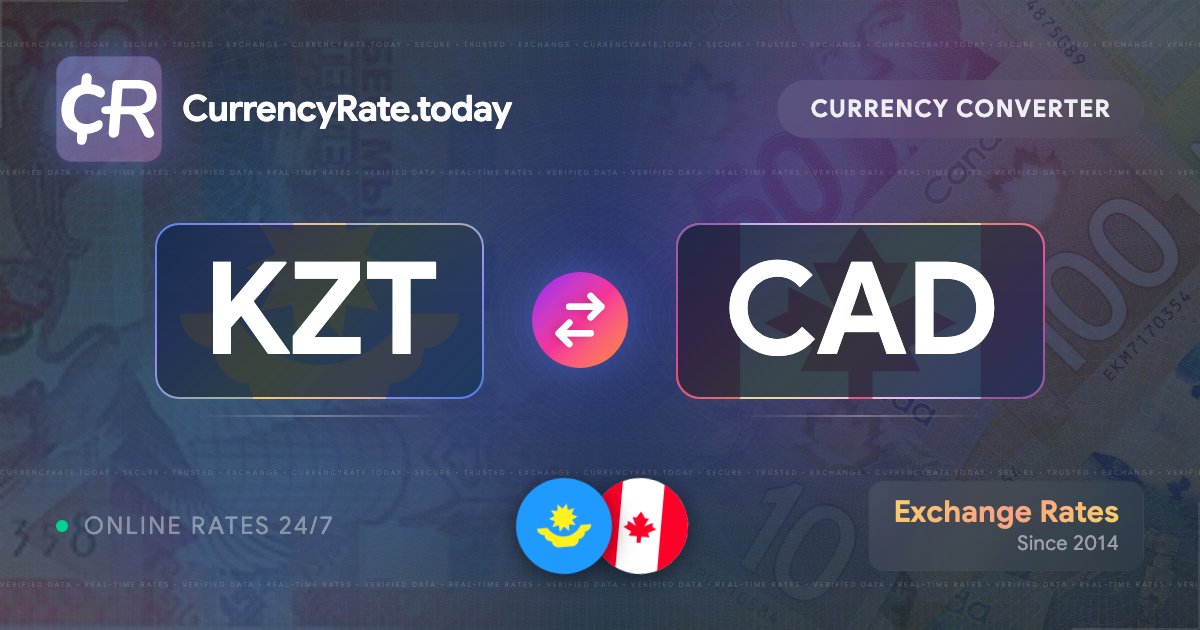 Live Tenge to Canadian Dollars Exchange Rate - T 1 KZT/CAD Today