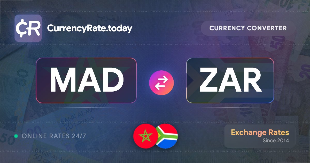 Live Moroccan Dirham to Rand Exchange Rate - د.م. 1 MAD/ZAR Today