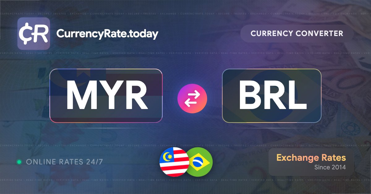 Live Ringgit to Real Exchange Rate - RM 1 MYR/BRL Today