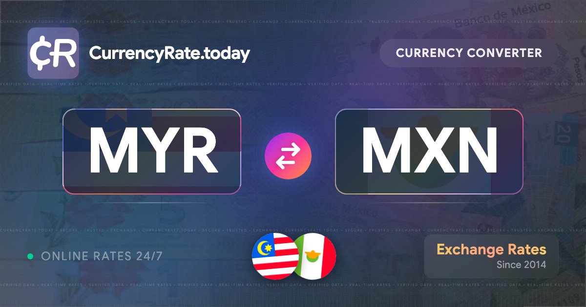 Live Ringgit to Mexican Pesos Exchange Rate - RM 1 MYR/MXN Today