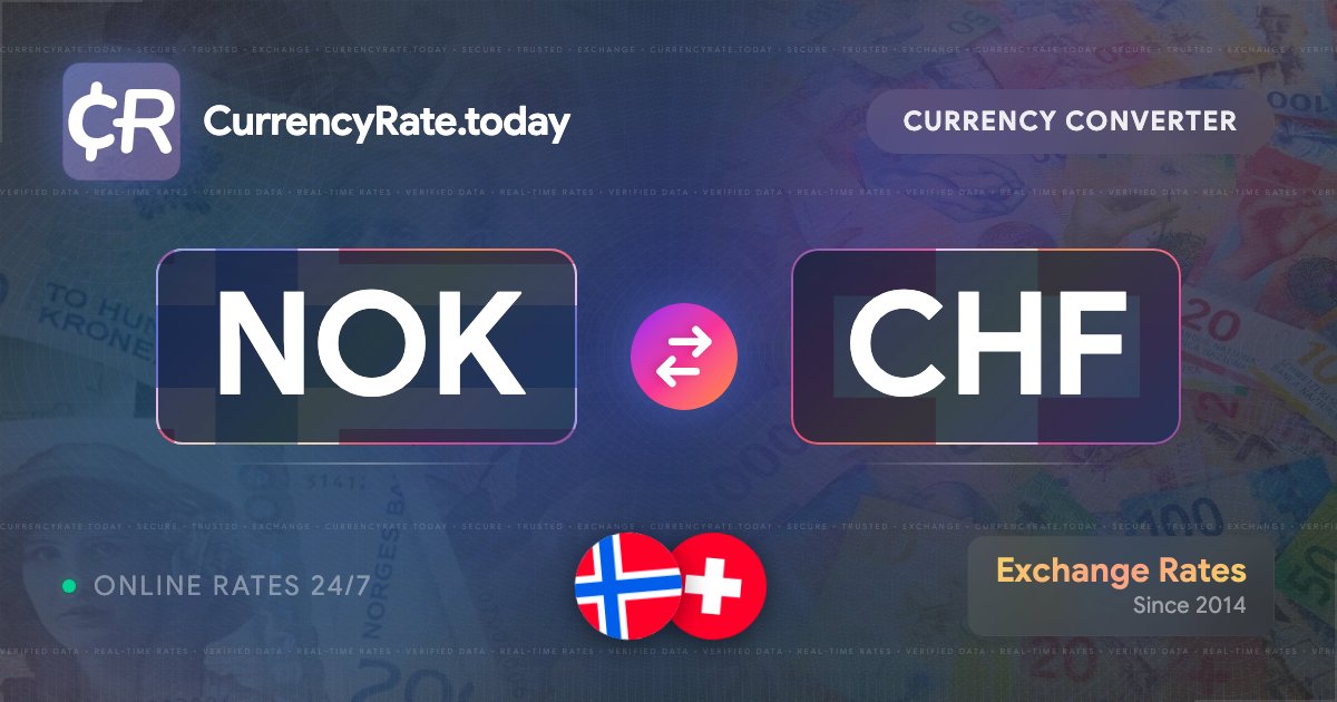 Norwegische Krone in Schweizer Franken - kr 1 NOK/CHF Wechselkurse