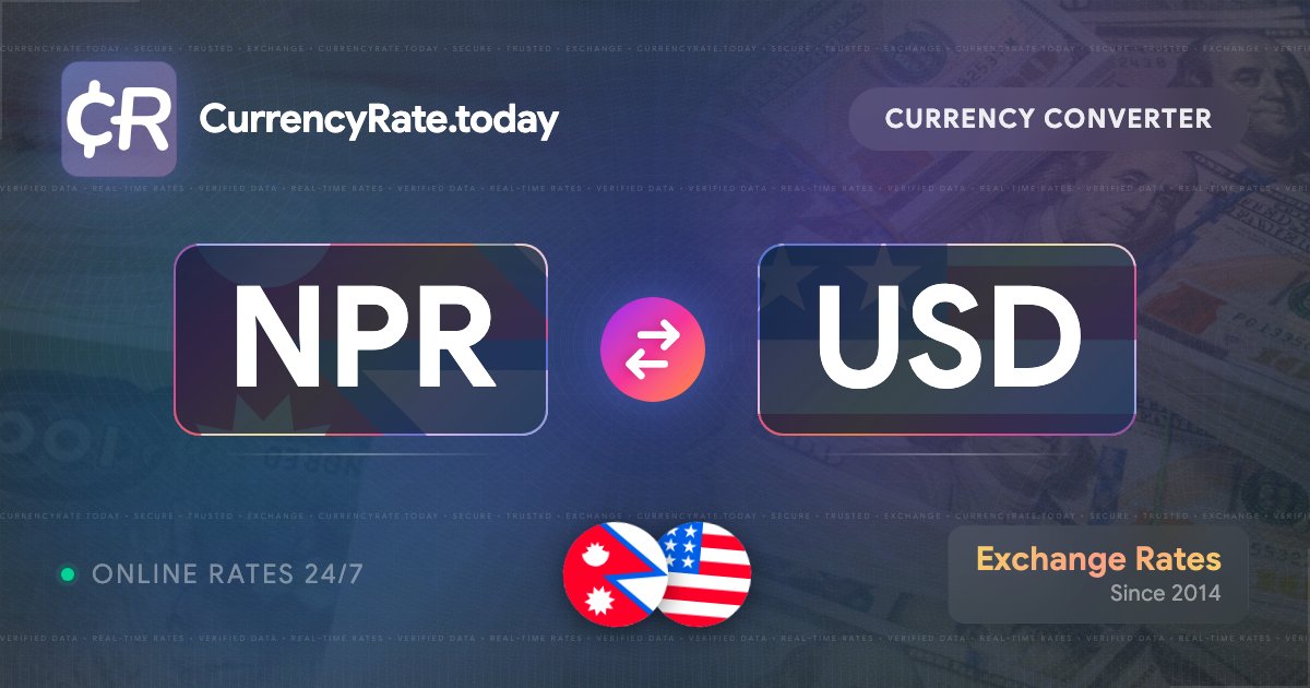 Live Nepalese Rupee to US Dollars Exchange Rate - ₨ 1 NPR/USD Today