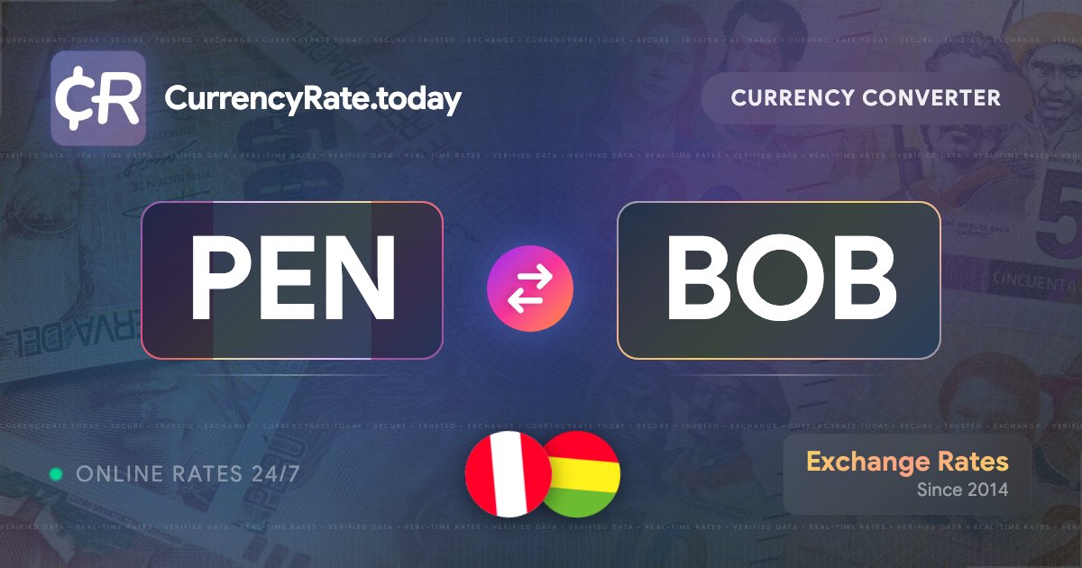 Nuevo Sol Peruano a Boliviano Boliviano - S/. 1 PEN/BOB Tipo de cambio