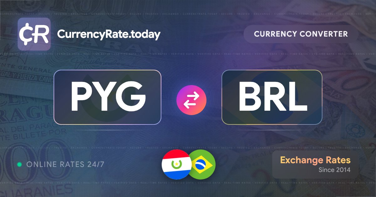 10000 PYG para BRL - Converta Guarani paraguaio en Real brasileiro