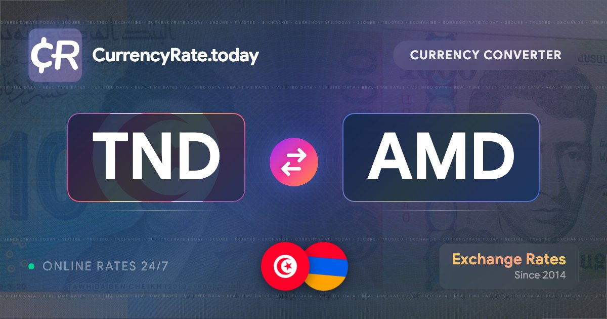 Live Tunisian Dinar to Drams Exchange Rate - د.ت 1 TND/AMD Today