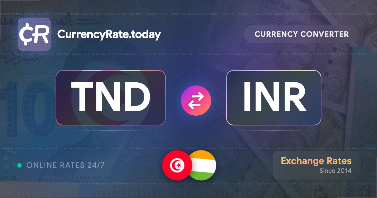 Live Tunisian Dinar to Indian Rupees Exchange Rate - د.ت 1 TND/INR Today
