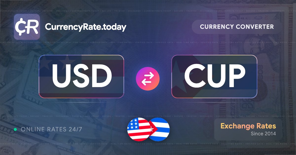 Live US Dollar to Cuban Pesos Exchange Rate - $ 1 USD/CUP Today