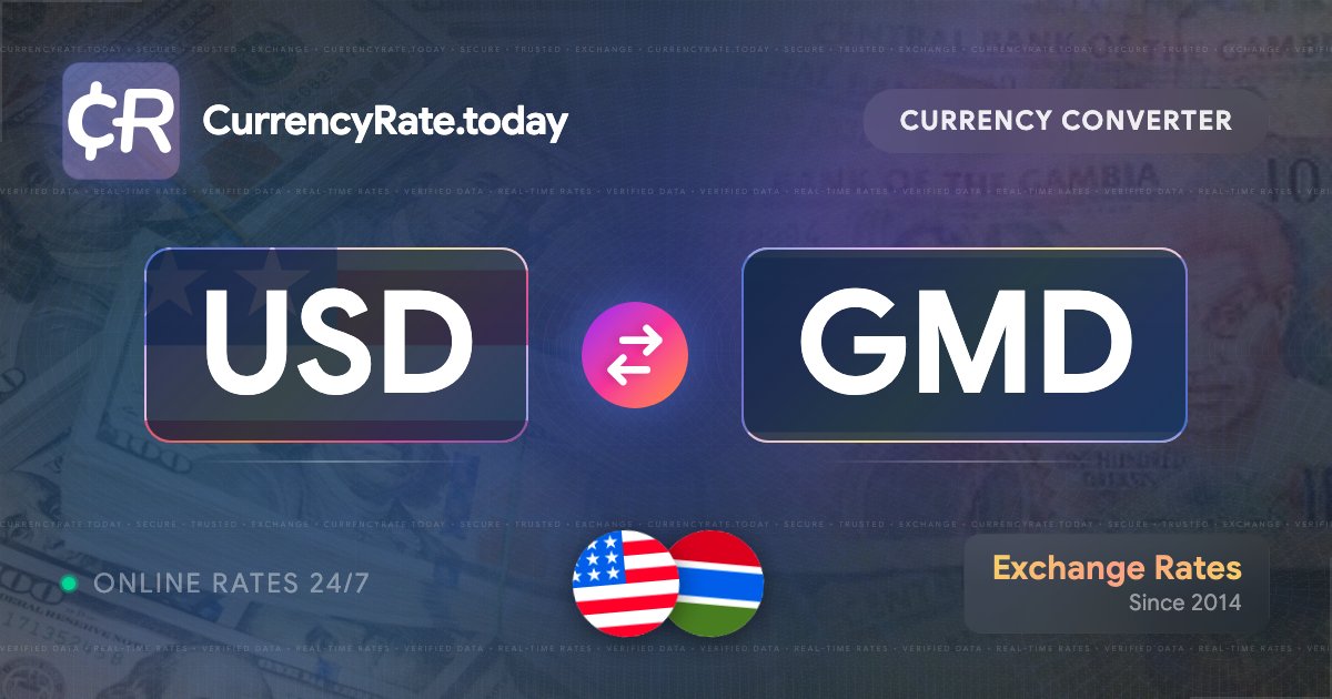 Live US Dollar to Dalasi Exchange Rate - $ 1 USD/GMD Today