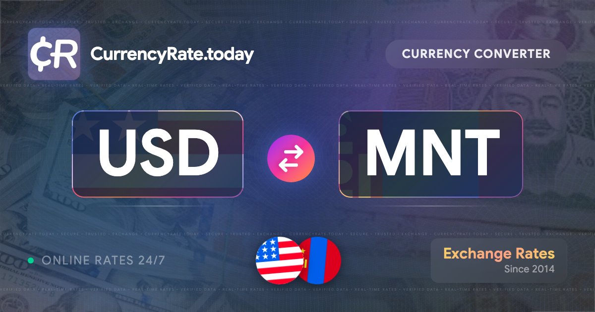 Live US Dollar to Tugrik Exchange Rate - $ 1 USD/MNT Today