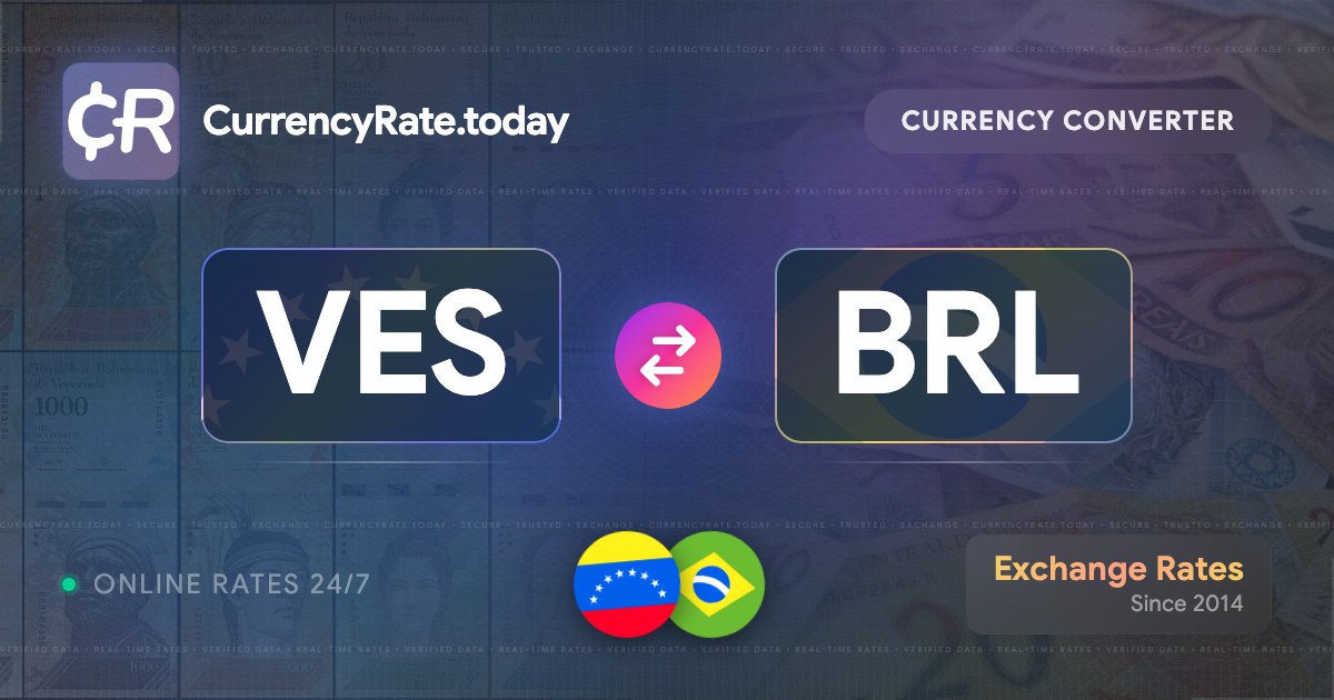 1000000 VES para BRL - Converta Bolívar venezuelano en Real brasileiro